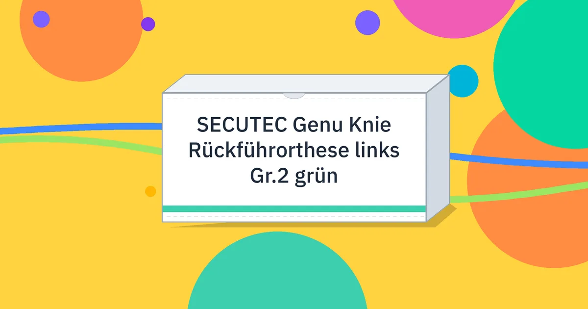 Symbolbild: Packung mit der Aufschrift SECUTEC Genu Knie Rückführorthese links Gr.2 grün (PZN 12511088) – Verfügbarkeit und Bezug in Apotheken in Frankfurt am Main
