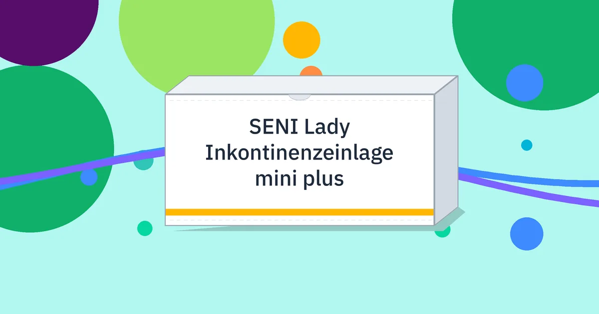 Symbolbild: Packung mit der Aufschrift SENI Lady Inkontinenzeinlage mini plus (PZN 13197116) – Verfügbarkeit und Bezug in Apotheken in Frankfurt am Main