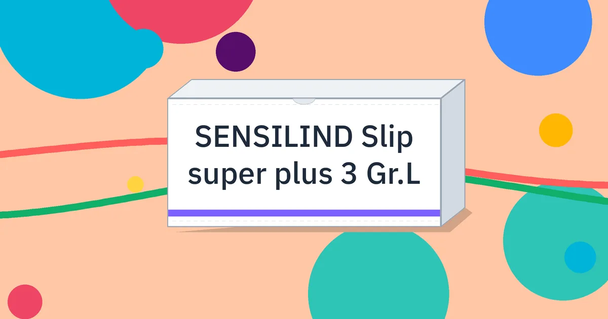 Symbolbild: Packung mit der Aufschrift SENSILIND Slip super plus 3 Gr.L (PZN 19713493) – Verfügbarkeit und Bezug in Apotheken in Frankfurt am Main