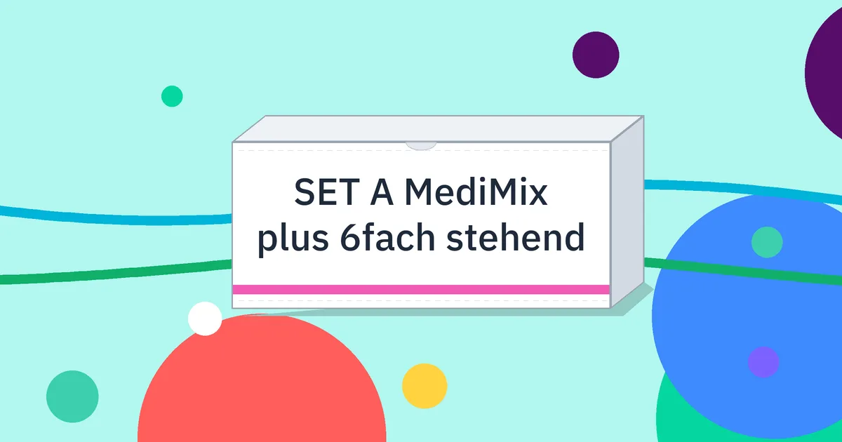 Symbolbild: Packung mit der Aufschrift SET A MediMix plus 6fach stehend (PZN 13654051) – Verfügbarkeit und Bezug in Apotheken in Frankfurt am Main