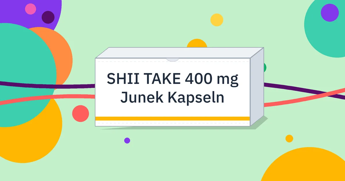 Symbolbild: Packung mit der Aufschrift SHII TAKE 400 mg Junek Kapseln (PZN 01107415) – Verfügbarkeit und Bezug in Apotheken in Frankfurt am Main