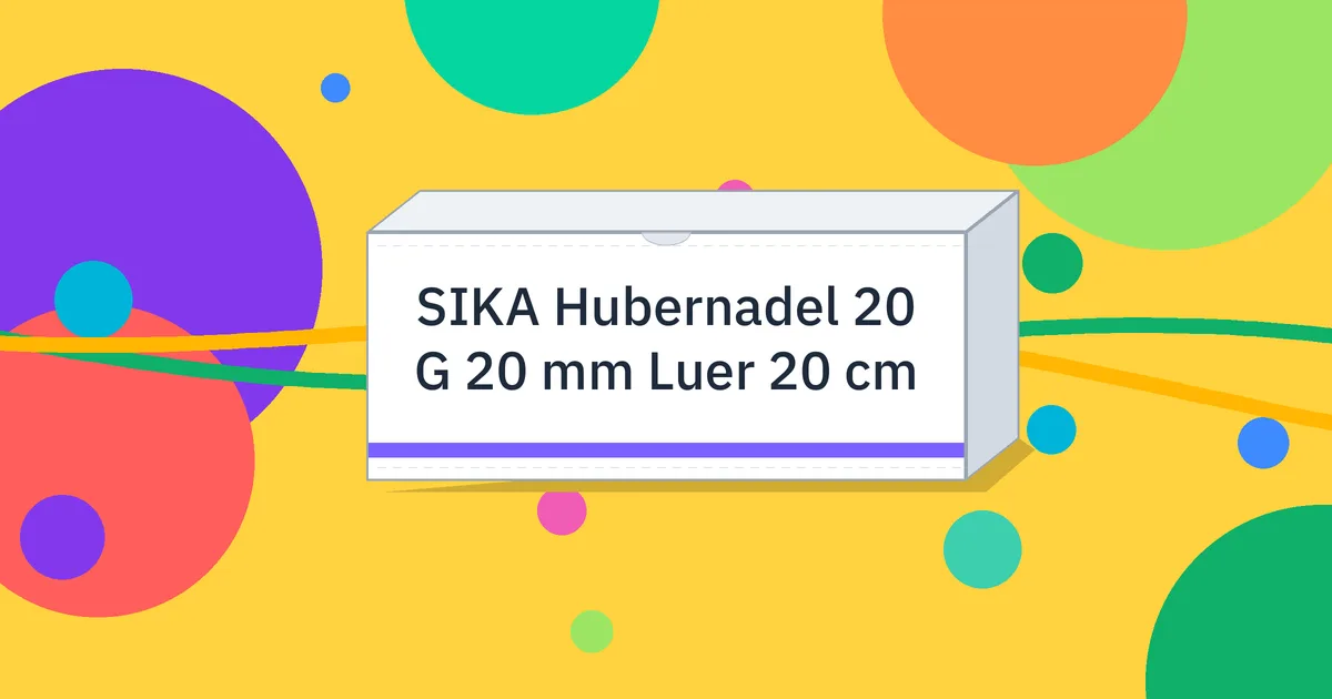 Symbolbild: Packung mit der Aufschrift SIKA Hubernadel 20 G 20 mm Luer 20 cm (PZN 03054539) – Verfügbarkeit und Bezug in Apotheken in Frankfurt am Main