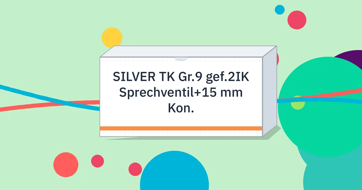 Symbolbild: Packung mit der Aufschrift SILVER TK Gr.9 gef.2IK Sprechventil+15 mm Kon. (PZN 10209994) – Verfügbarkeit und Bezug in Apotheken in Frankfurt am Main