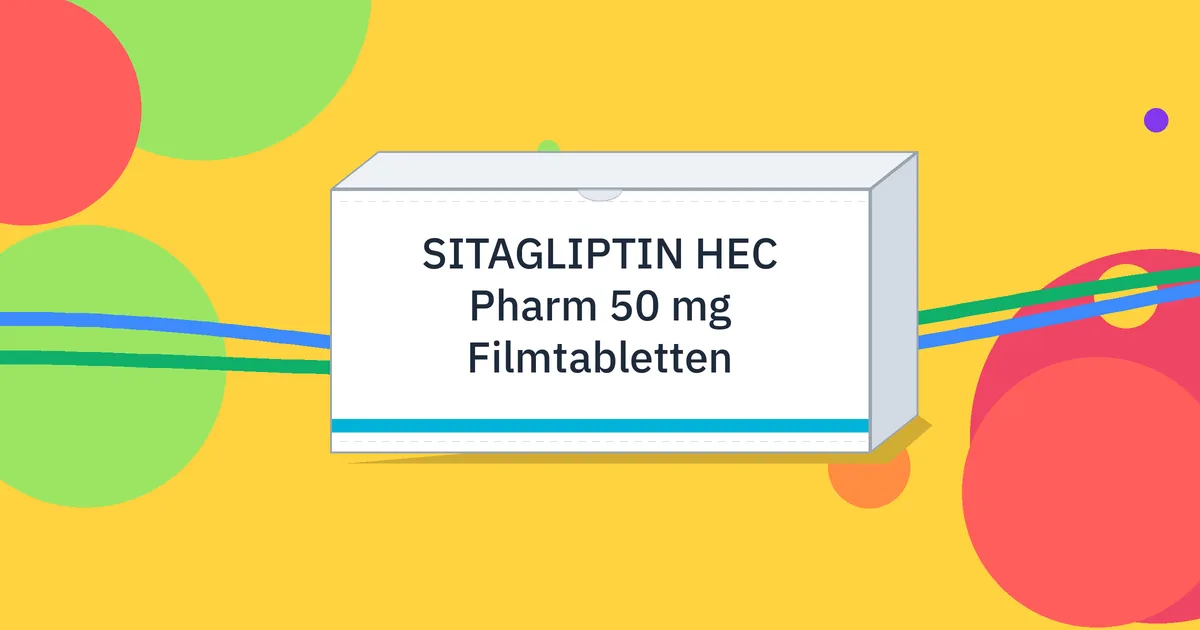 Symbolbild: Packung mit der Aufschrift SITAGLIPTIN HEC Pharm 50 mg Filmtabletten (PZN 20586692) – Verfügbarkeit und Bezug in Apotheken in Frankfurt am Main