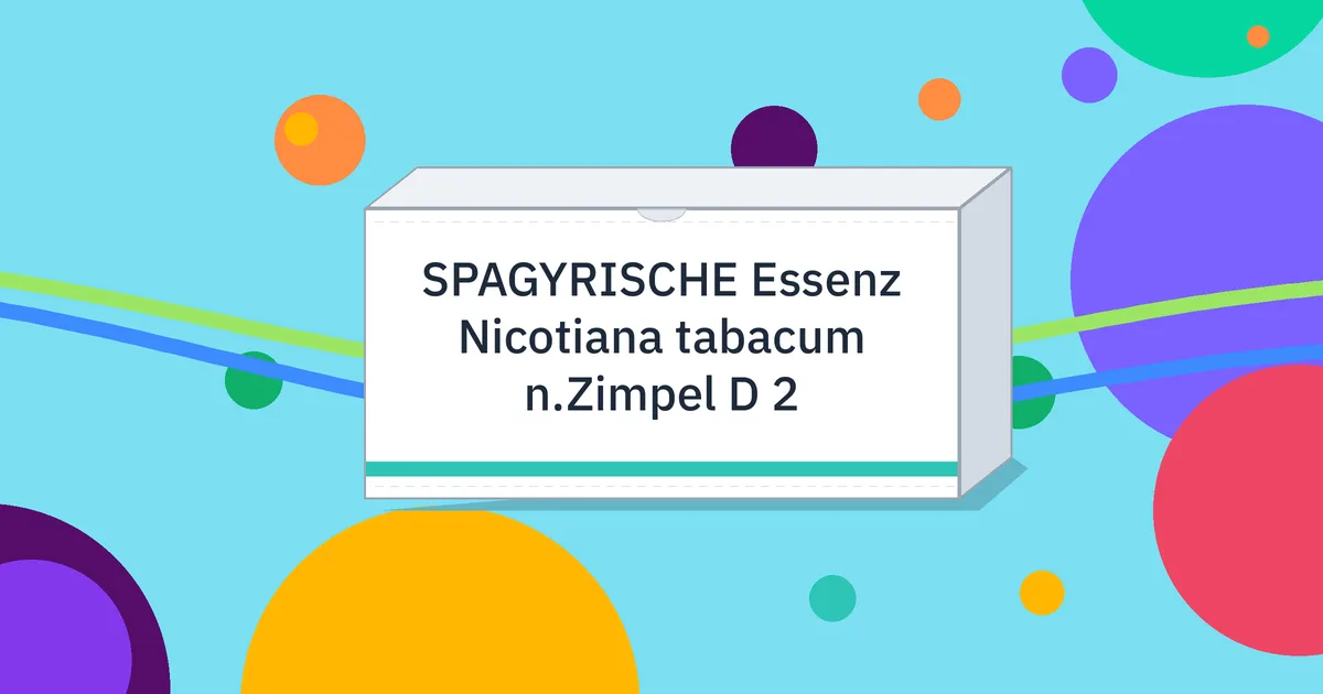 Symbolbild: Packung mit der Aufschrift SPAGYRISCHE Essenz Nicotiana tabacum n.Zimpel D 2 (PZN 09088172) – Verfügbarkeit und Bezug in Apotheken in Frankfurt am Main