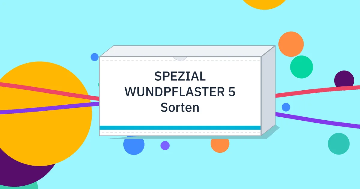 Symbolbild: Packung mit der Aufschrift SPEZIAL WUNDPFLASTER 5 Sorten (PZN 03424350) – Verfügbarkeit und Bezug in Apotheken in Frankfurt am Main