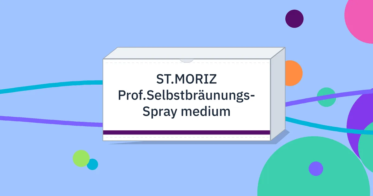 Symbolbild: Packung mit der Aufschrift ST.MORIZ Prof.Selbstbräunungs-Spray medium (PZN 12454887) – Verfügbarkeit und Bezug in Apotheken in Frankfurt am Main