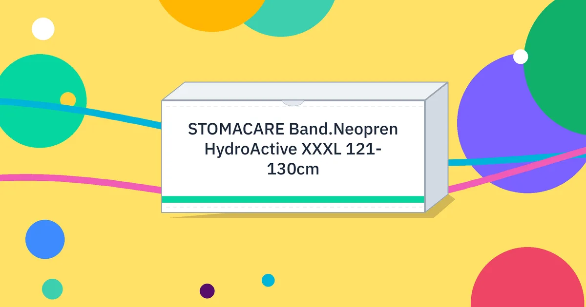 Symbolbild: Packung mit der Aufschrift STOMACARE Band.Neopren HydroActive XXXL 121-130cm (PZN 15255036) – Verfügbarkeit und Bezug in Apotheken in Frankfurt am Main