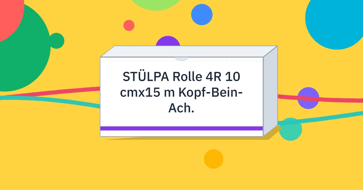 Symbolbild: Packung mit der Aufschrift STÜLPA Rolle 4R 10 cmx15 m Kopf-Bein-Ach. (PZN 18035826) – Verfügbarkeit und Bezug in Apotheken in Frankfurt am Main