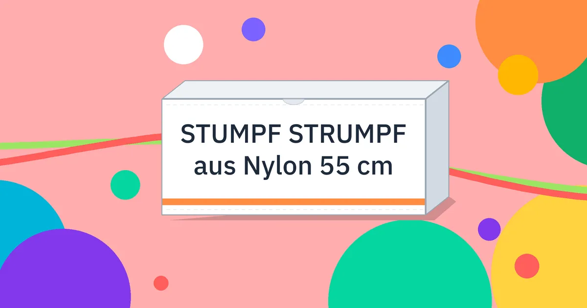 Symbolbild: Packung mit der Aufschrift STUMPF STRUMPF aus Nylon 55 cm (PZN 04865151) – Verfügbarkeit und Bezug in Apotheken in Frankfurt am Main