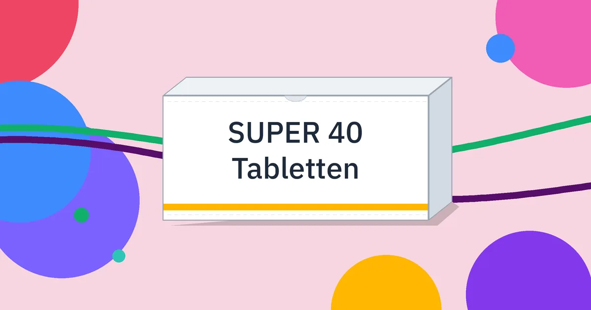 Symbolbild: Packung mit der Aufschrift SUPER 40 Tabletten (PZN 01083778) – Verfügbarkeit und Bezug in Apotheken in Frankfurt am Main