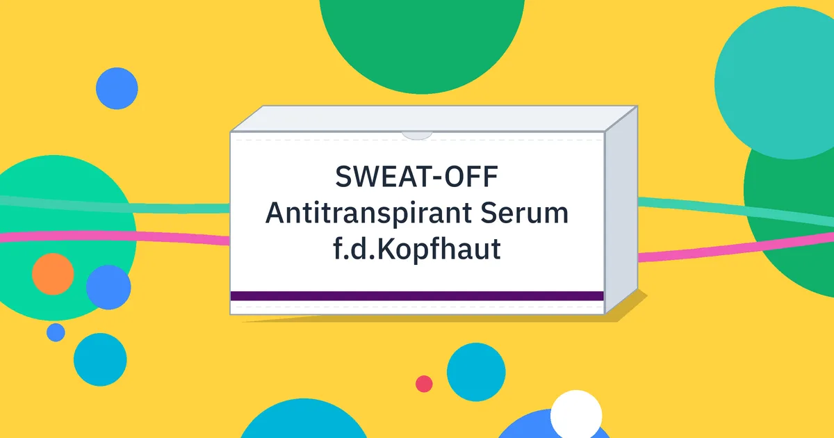 Symbolbild: Packung mit der Aufschrift SWEAT-OFF Antitranspirant Serum f.d.Kopfhaut (PZN 19067691) – Verfügbarkeit und Bezug in Apotheken in Frankfurt am Main