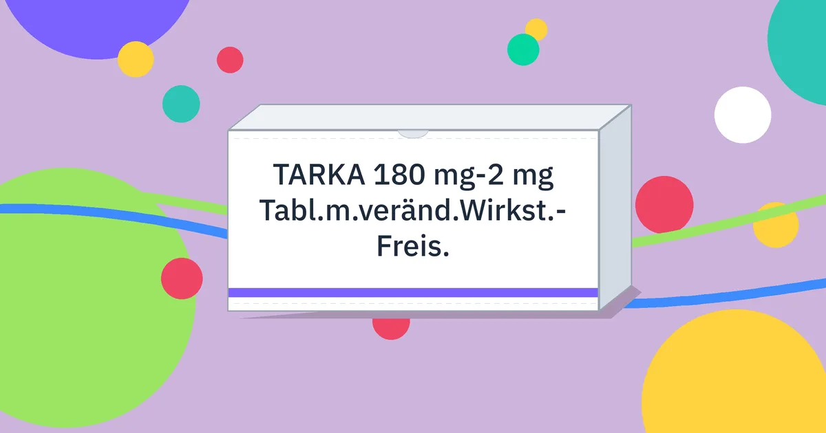 Symbolbild: Packung mit der Aufschrift TARKA 180 mg-2 mg Tabl.m.veränd.Wirkst.-Freis. (PZN 04167317) – Verfügbarkeit und Bezug in Apotheken in Frankfurt am Main