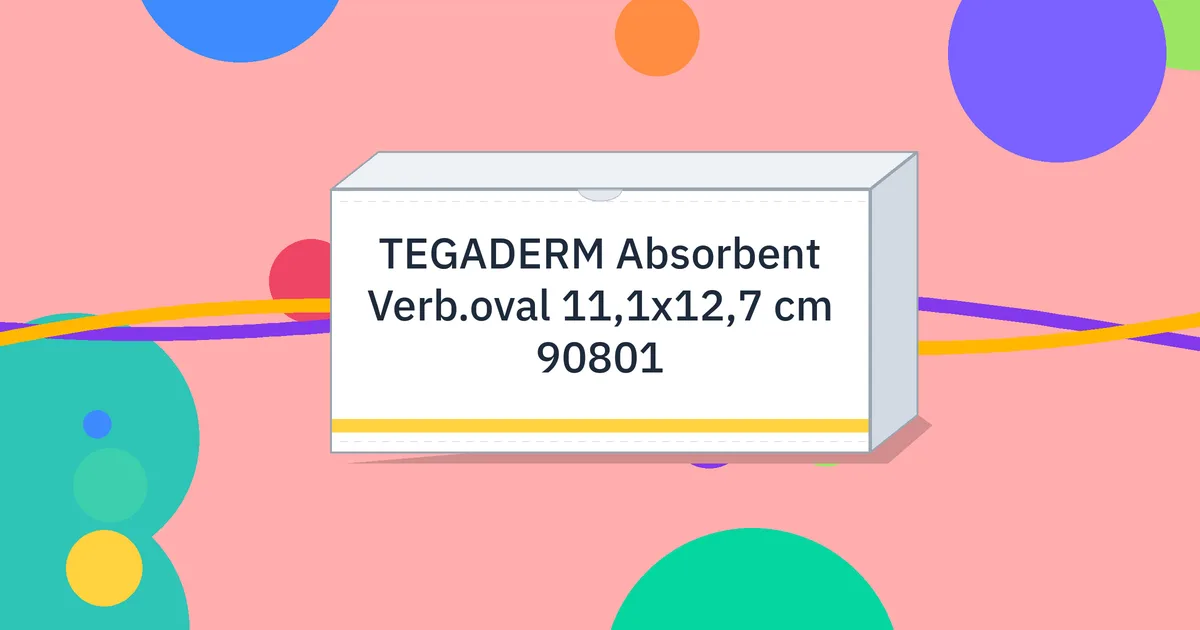 Symbolbild: Packung mit der Aufschrift TEGADERM Absorbent Verb.oval 11,1x12,7 cm 90801 (PZN 20129983) – Verfügbarkeit und Bezug in Apotheken in Frankfurt am Main