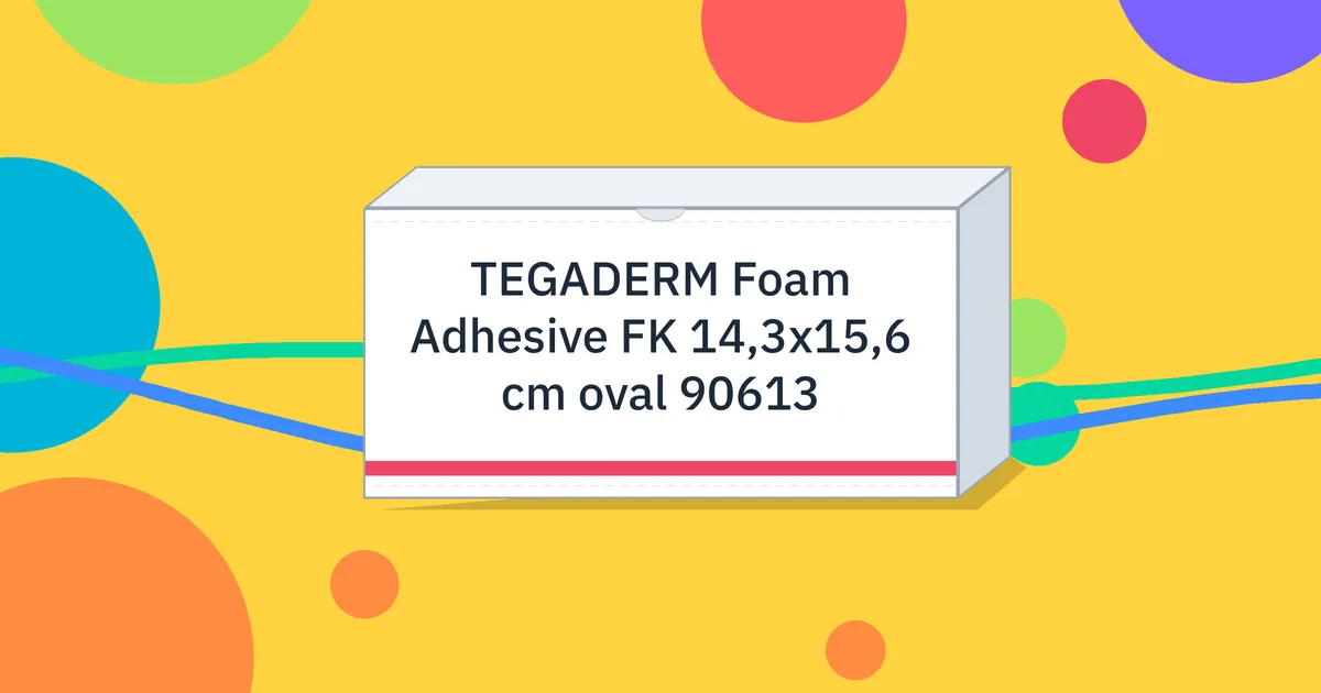 Symbolbild: Packung mit der Aufschrift TEGADERM Foam Adhesive FK 14,3x15,6 cm oval 90613 (PZN 15589234) – Verfügbarkeit und Bezug in Apotheken in Frankfurt am Main