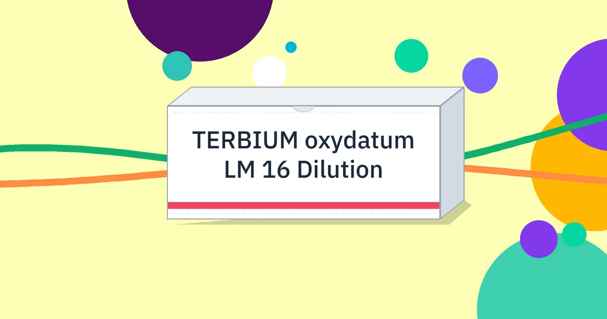 Symbolbild: Packung mit der Aufschrift TERBIUM oxydatum LM 16 Dilution (PZN 13216196) – Verfügbarkeit und Bezug in Apotheken in Frankfurt am Main