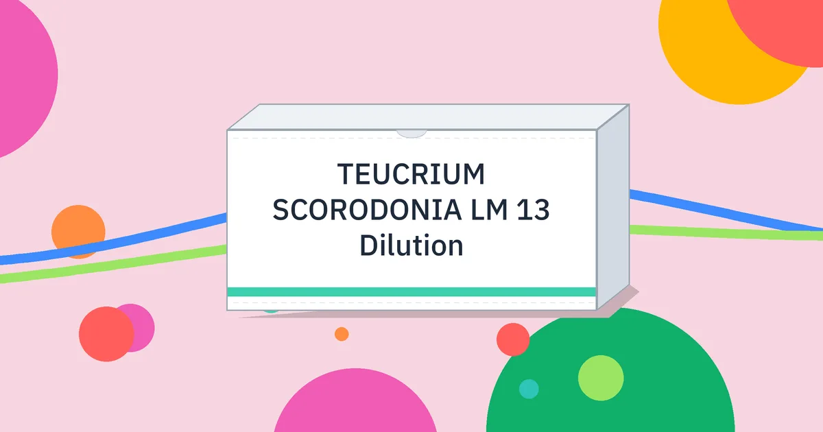Symbolbild: Packung mit der Aufschrift TEUCRIUM SCORODONIA LM 13 Dilution (PZN 13217557) – Verfügbarkeit und Bezug in Apotheken in Frankfurt am Main
