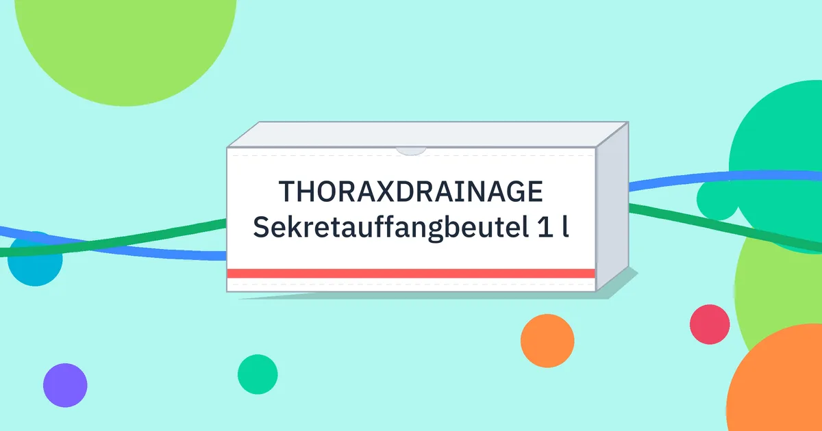 Symbolbild: Packung mit der Aufschrift THORAXDRAINAGE Sekretauffangbeutel 1 l (PZN 10033704) – Verfügbarkeit und Bezug in Apotheken in Frankfurt am Main