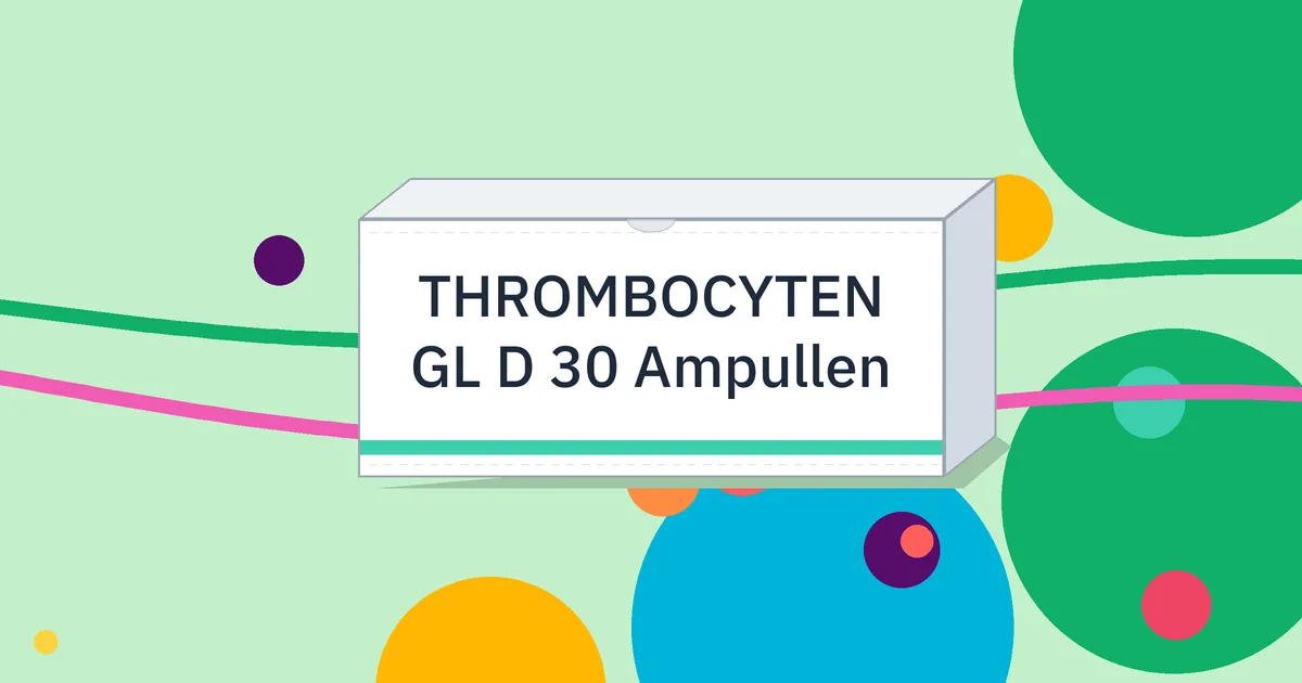 Symbolbild: Packung mit der Aufschrift THROMBOCYTEN GL D 30 Ampullen (PZN 03354460) – Verfügbarkeit und Bezug in Apotheken in Frankfurt am Main
