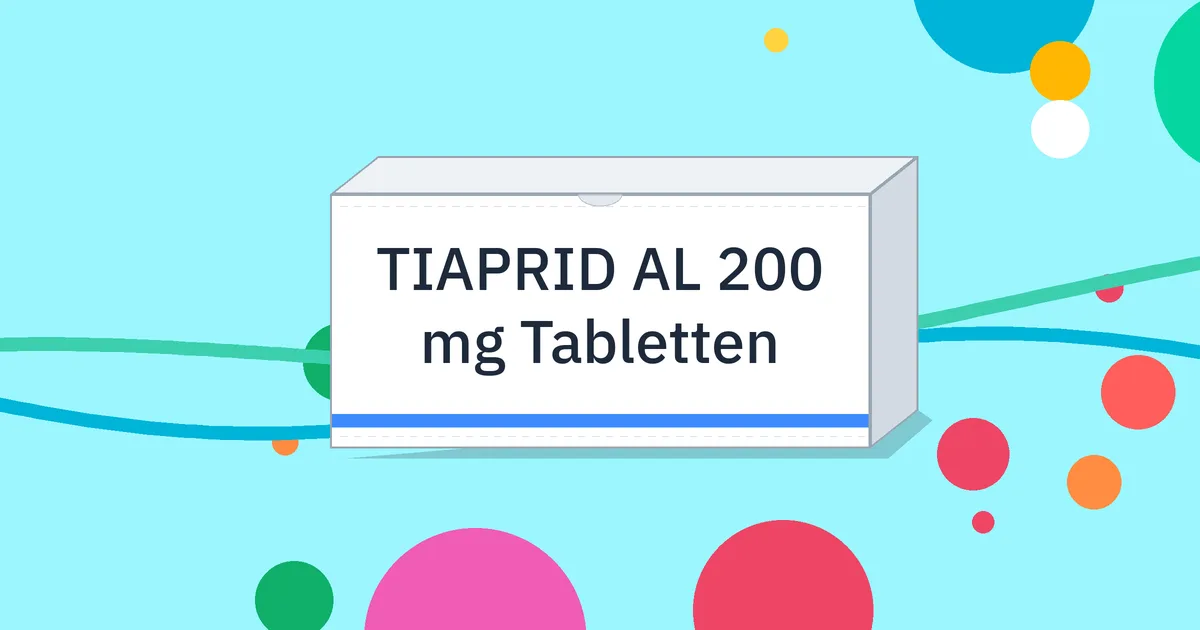 Symbolbild: Packung mit der Aufschrift TIAPRID AL 200 mg Tabletten (PZN 00800769) – Verfügbarkeit und Bezug in Apotheken in Frankfurt am Main