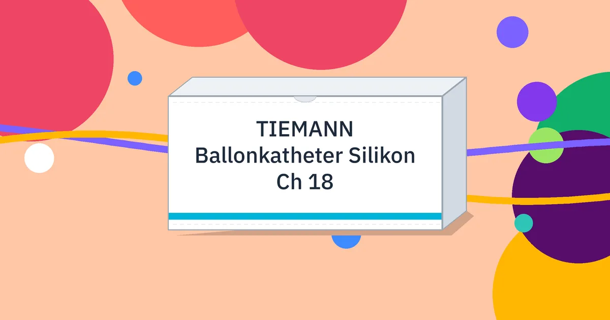 Symbolbild: Packung mit der Aufschrift TIEMANN Ballonkatheter Silikon Ch 18 (PZN 03227827) – Verfügbarkeit und Bezug in Apotheken in Frankfurt am Main
