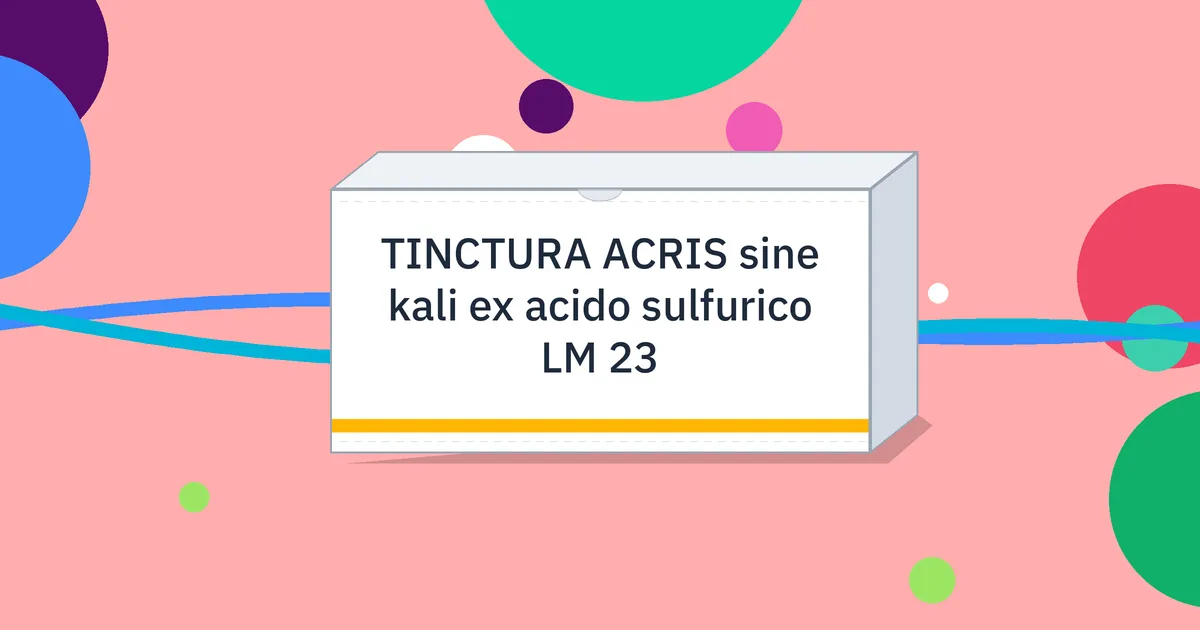 Symbolbild: Packung mit der Aufschrift TINCTURA ACRIS sine kali ex acido sulfurico LM 23 (PZN 13701230) – Verfügbarkeit und Bezug in Apotheken in Frankfurt am Main