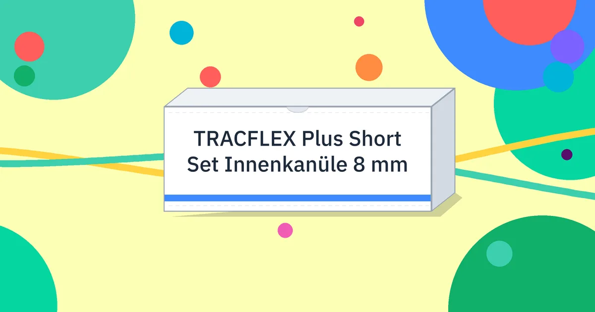 Symbolbild: Packung mit der Aufschrift TRACFLEX Plus Short Set Innenkanüle 8 mm (PZN 20934130) – Verfügbarkeit und Bezug in Apotheken in Frankfurt am Main
