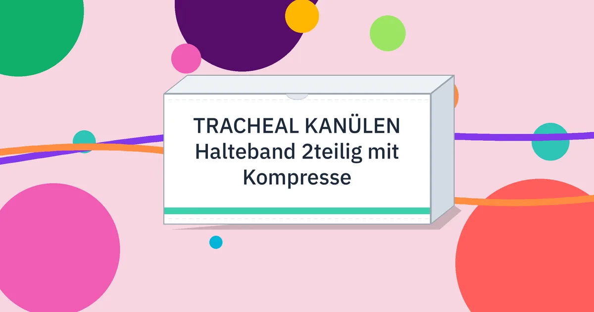 Symbolbild: Packung mit der Aufschrift TRACHEAL KANÜLEN Halteband 2teilig mit Kompresse (PZN 03903820) – Verfügbarkeit und Bezug in Apotheken in Frankfurt am Main