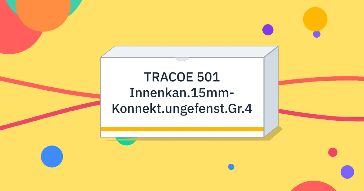 Symbolbild: Packung mit der Aufschrift TRACOE 501 Innenkan.15mm-Konnekt.ungefenst.Gr.4 (PZN 00922001) – Verfügbarkeit und Bezug in Apotheken in Frankfurt am Main