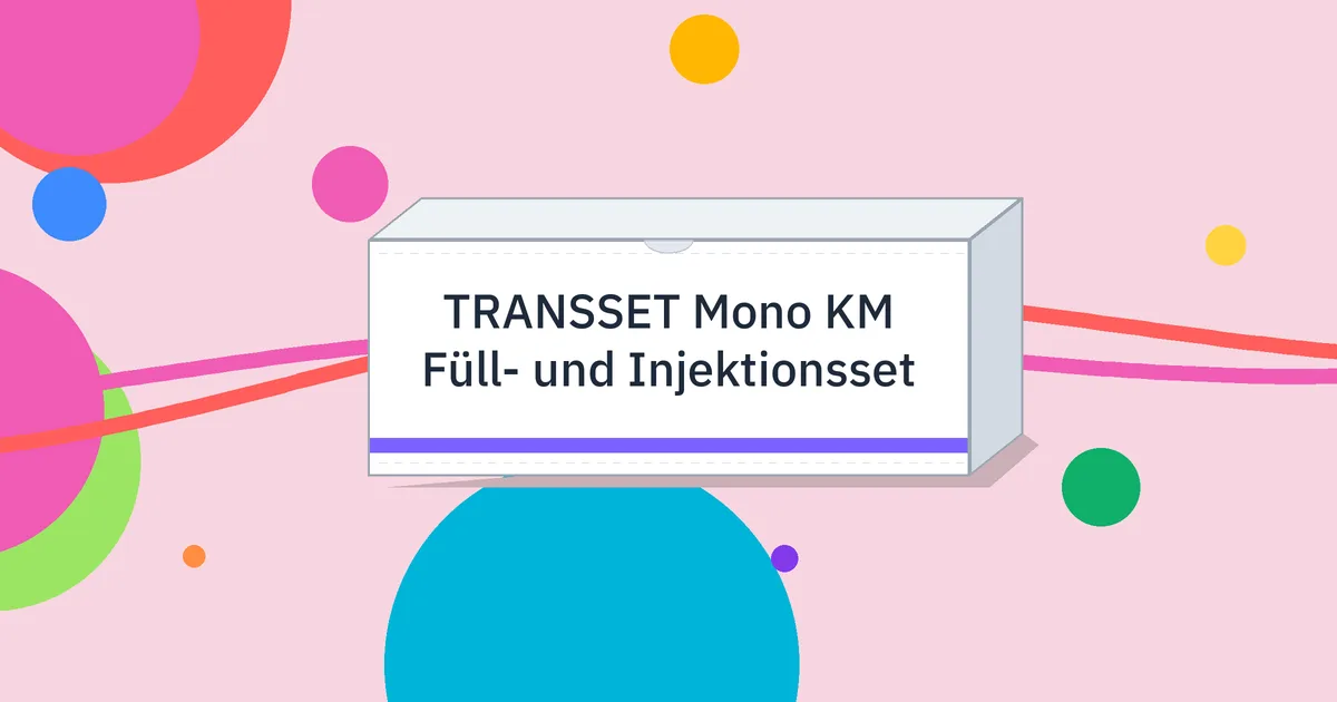 Symbolbild: Packung mit der Aufschrift TRANSSET Mono KM Füll- und Injektionsset (PZN 13898008) – Verfügbarkeit und Bezug in Apotheken in Frankfurt am Main