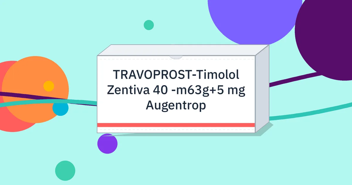Symbolbild: Packung mit der Aufschrift TRAVOPROST-Timolol Zentiva 40 -m63g+5 mg Augentrop (PZN 13580878) – Verfügbarkeit und Bezug in Apotheken in Frankfurt am Main