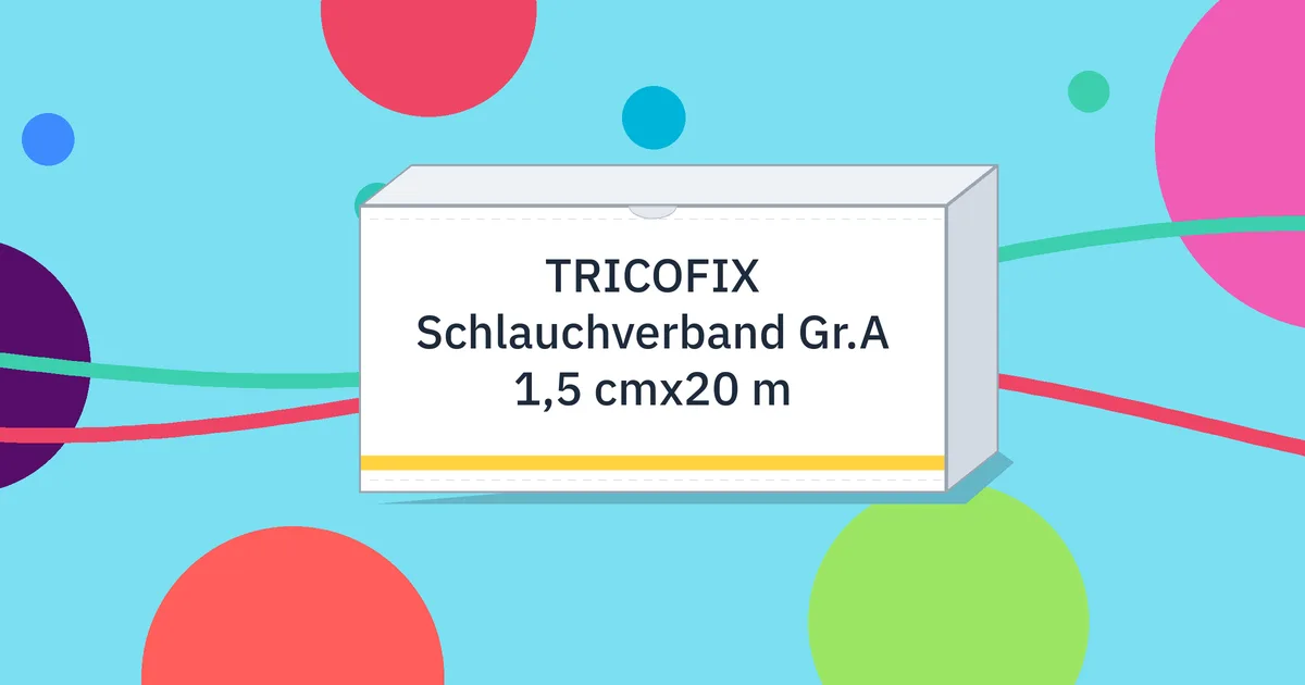 Symbolbild: Packung mit der Aufschrift TRICOFIX Schlauchverband Gr.A 1,5 cmx20 m (PZN 01868930) – Verfügbarkeit und Bezug in Apotheken in Frankfurt am Main