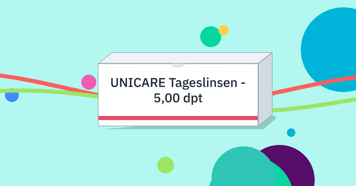 Symbolbild: Packung mit der Aufschrift UNICARE Tageslinsen -5,00 dpt (PZN 14185836) – Verfügbarkeit und Bezug in Apotheken in Frankfurt am Main
