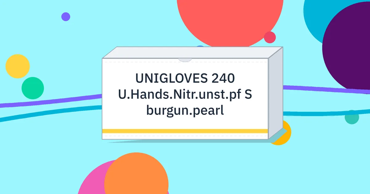 Symbolbild: Packung mit der Aufschrift UNIGLOVES 240 U.Hands.Nitr.unst.pf S burgun.pearl (PZN 19525171) – Verfügbarkeit und Bezug in Apotheken in Frankfurt am Main