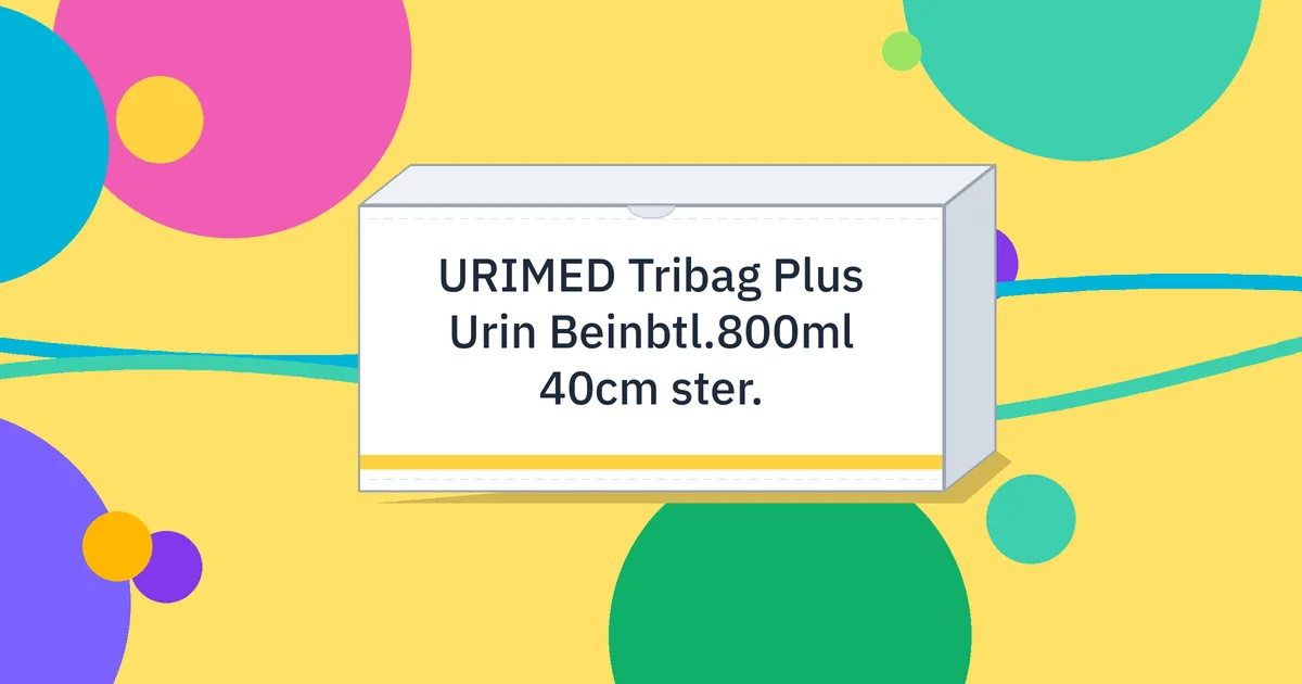 Symbolbild: Packung mit der Aufschrift URIMED Tribag Plus Urin Beinbtl.800ml 40cm ster. (PZN 05015992) – Verfügbarkeit und Bezug in Apotheken in Frankfurt am Main