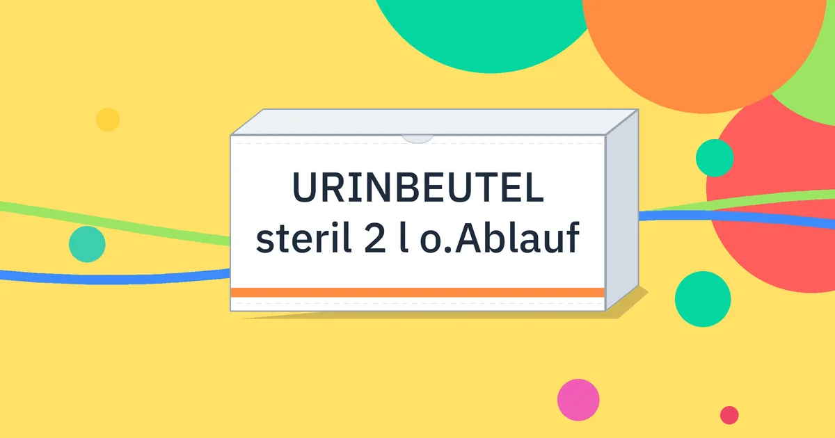 Symbolbild: Packung mit der Aufschrift URINBEUTEL steril 2 l o.Ablauf (PZN 11144825) – Verfügbarkeit und Bezug in Apotheken in Frankfurt am Main