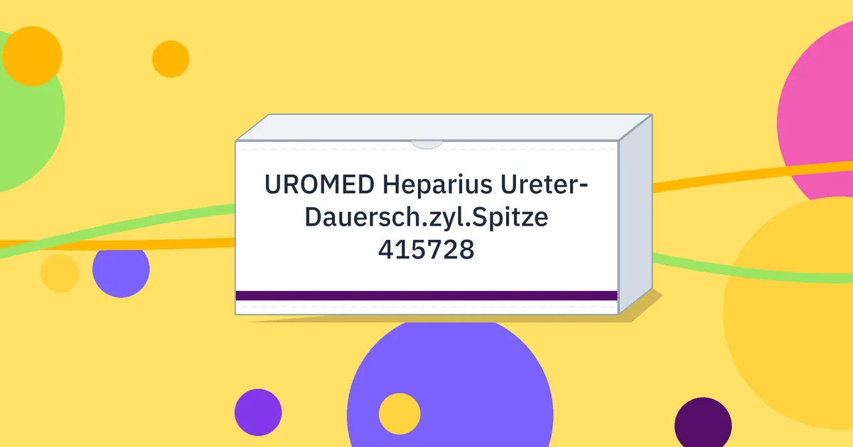 Symbolbild: Packung mit der Aufschrift UROMED Heparius Ureter-Dauersch.zyl.Spitze 415728 (PZN 11370332) – Verfügbarkeit und Bezug in Apotheken in Frankfurt am Main