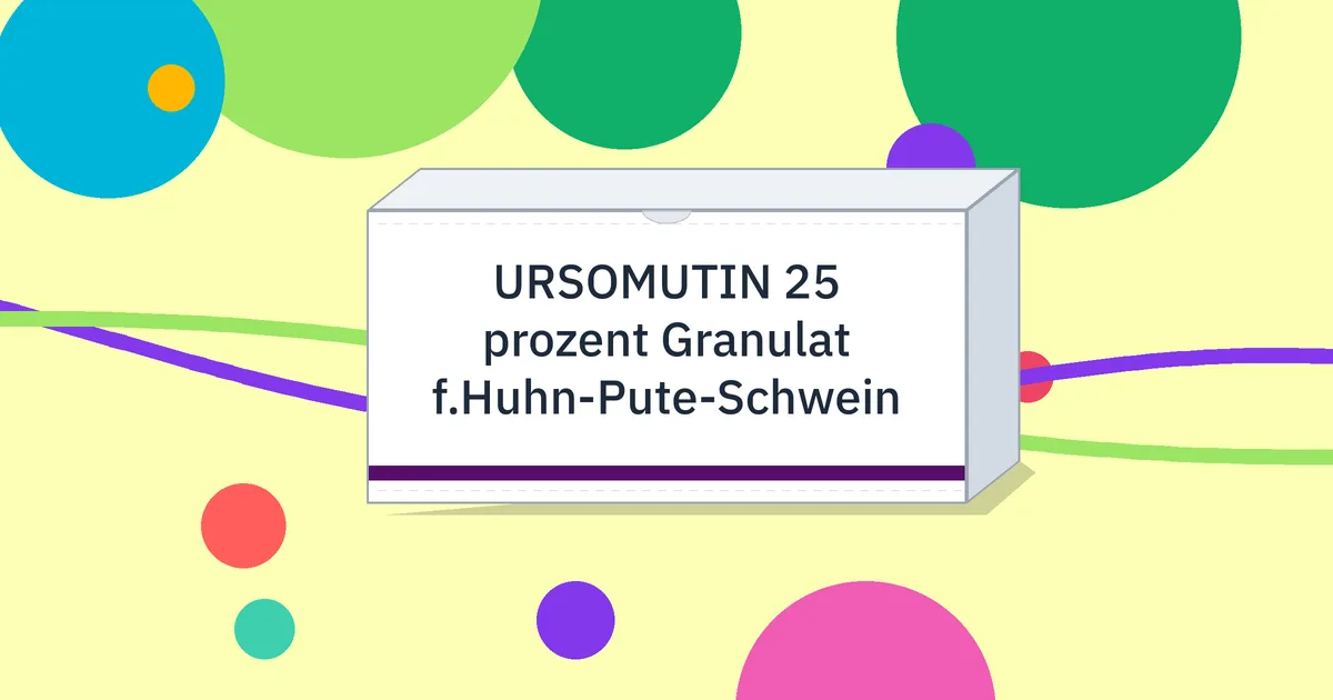 Symbolbild: Packung mit der Aufschrift URSOMUTIN 25 prozent Granulat f.Huhn-Pute-Schwein (PZN 02163930) – Verfügbarkeit und Bezug in Apotheken in Frankfurt am Main