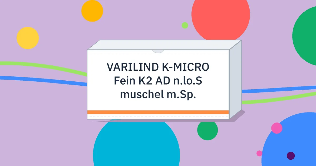 Symbolbild: Packung mit der Aufschrift VARILIND K-MICRO Fein K2 AD n.lo.S muschel m.Sp. (PZN 20559324) – Verfügbarkeit und Bezug in Apotheken in Frankfurt am Main