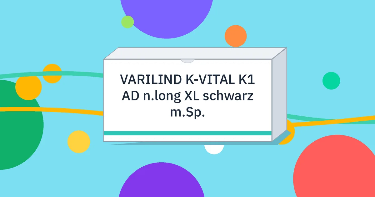Symbolbild: Packung mit der Aufschrift VARILIND K-VITAL K1 AD n.long XL schwarz m.Sp. (PZN 20566666) – Verfügbarkeit und Bezug in Apotheken in Frankfurt am Main