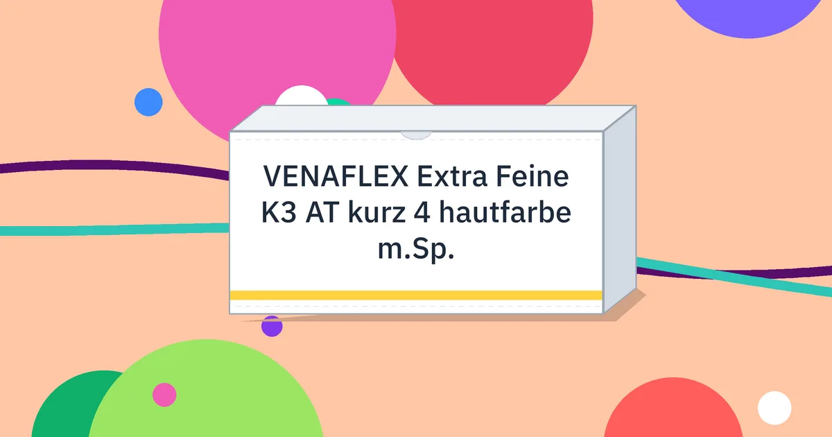 Symbolbild: Packung mit der Aufschrift VENAFLEX Extra Feine K3 AT kurz 4 hautfarbe m.Sp. (PZN 18308885) – Verfügbarkeit und Bezug in Apotheken in Frankfurt am Main