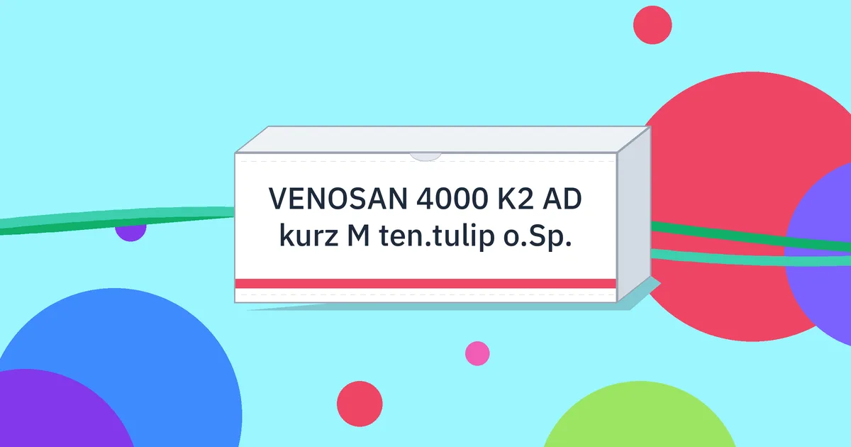 Symbolbild: Packung mit der Aufschrift VENOSAN 4000 K2 AD kurz M ten.tulip o.Sp. (PZN 19154102) – Verfügbarkeit und Bezug in Apotheken in Frankfurt am Main