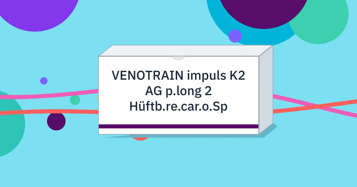 Symbolbild: Packung mit der Aufschrift VENOTRAIN impuls K2 AG p.long 2 Hüftb.re.car.o.Sp (PZN 08422634) – Verfügbarkeit und Bezug in Apotheken in Frankfurt am Main