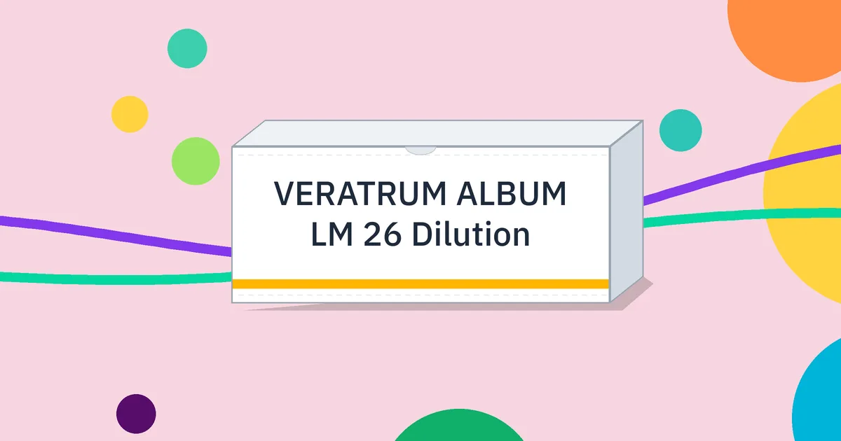 Symbolbild: Packung mit der Aufschrift VERATRUM ALBUM LM 26 Dilution (PZN 13264769) – Verfügbarkeit und Bezug in Apotheken in Frankfurt am Main
