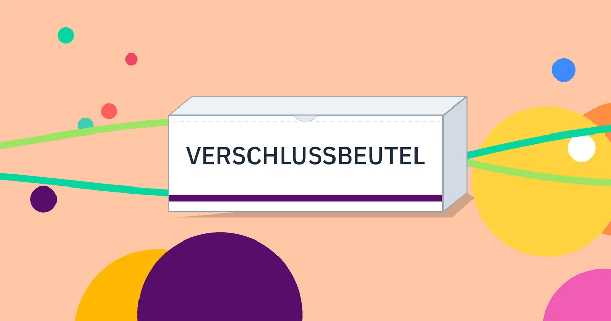 Symbolbild: Packung mit der Aufschrift VERSCHLUSSBEUTEL (PZN 09294581) – Verfügbarkeit und Bezug in Apotheken in Frankfurt am Main