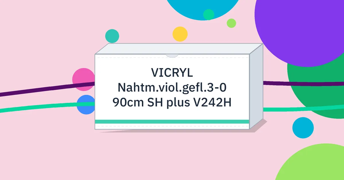 Symbolbild: Packung mit der Aufschrift VICRYL Nahtm.viol.gefl.3-0 90cm SH plus V242H (PZN 16810126) – Verfügbarkeit und Bezug in Apotheken in Frankfurt am Main