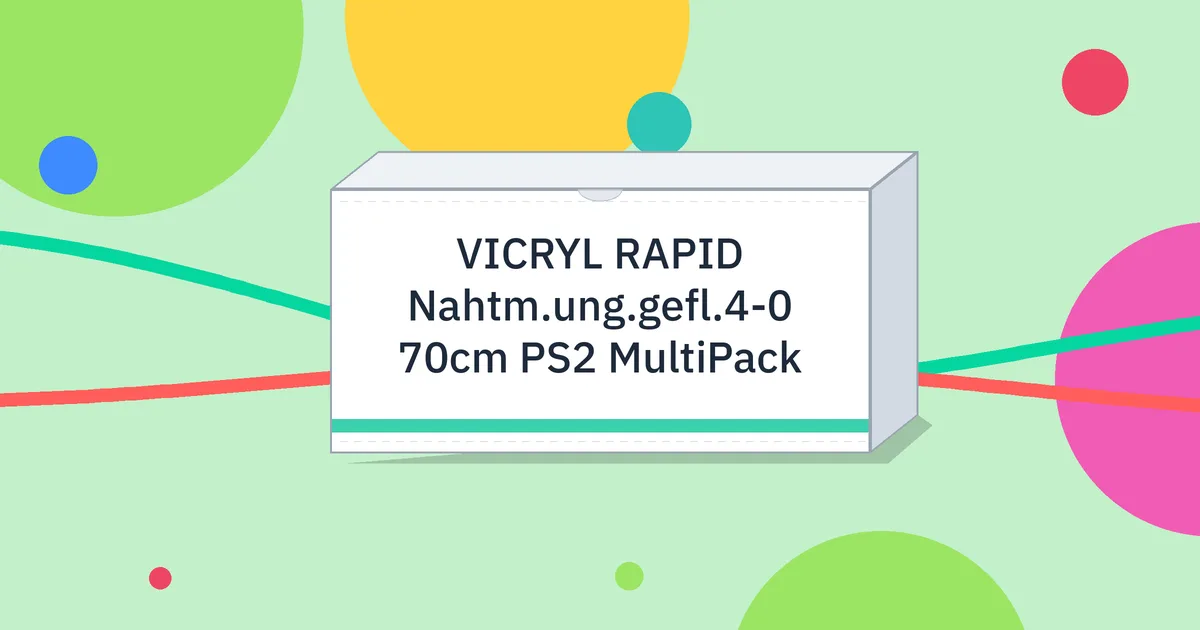 Symbolbild: Packung mit der Aufschrift VICRYL RAPID Nahtm.ung.gefl.4-0 70cm PS2 MultiPack (PZN 20918510) – Verfügbarkeit und Bezug in Apotheken in Frankfurt am Main
