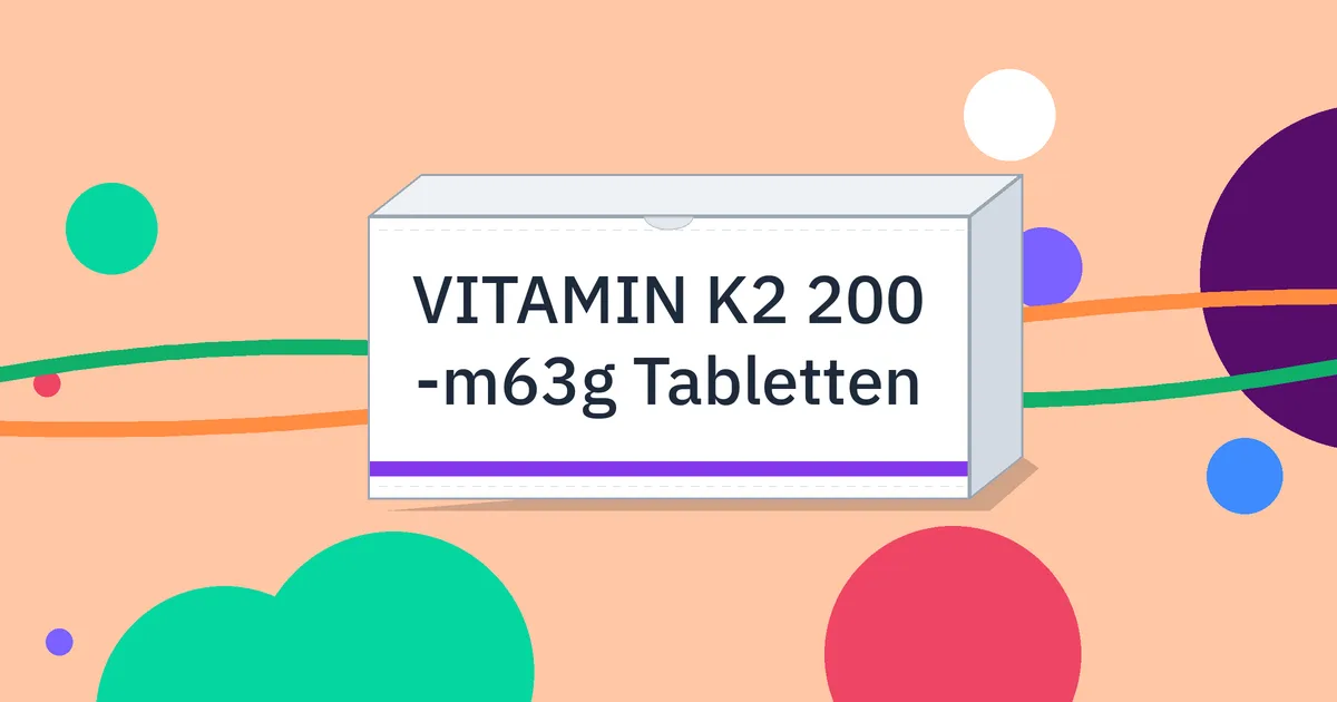 Symbolbild: Packung mit der Aufschrift VITAMIN K2 200 -m63g Tabletten (PZN 13433829) – Verfügbarkeit und Bezug in Apotheken in Frankfurt am Main