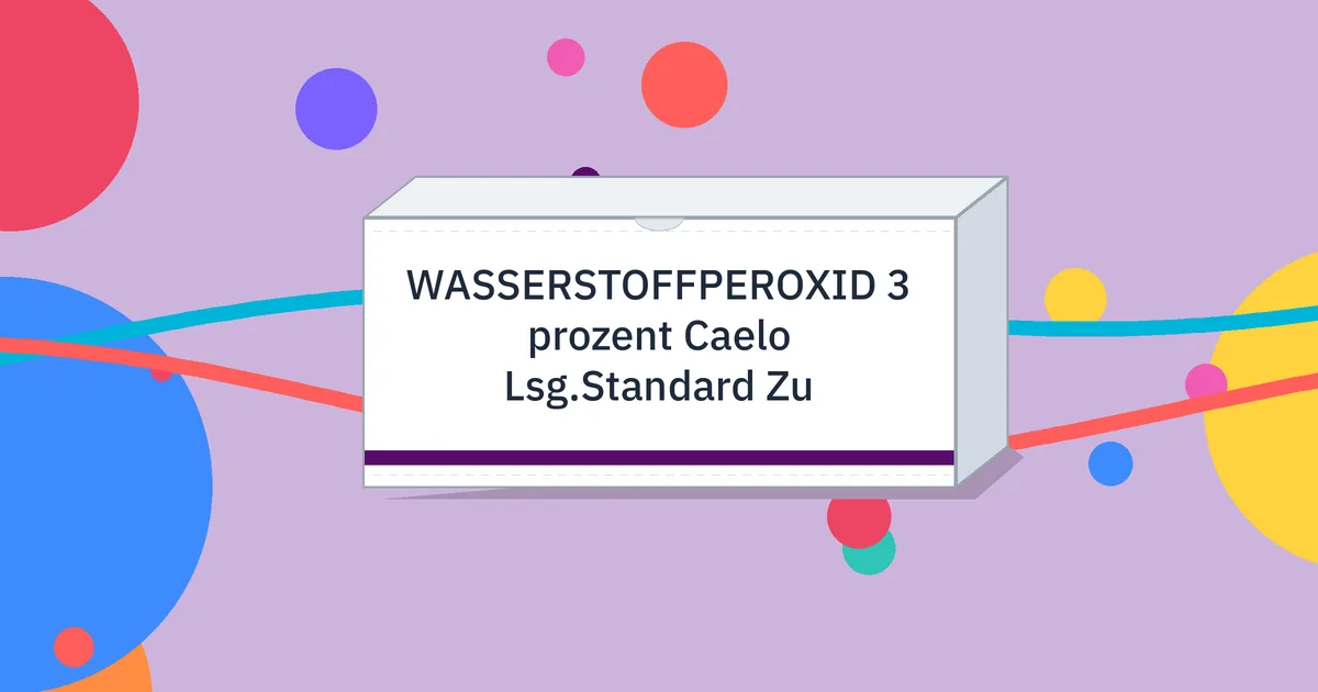 Symbolbild: Packung mit der Aufschrift WASSERSTOFFPEROXID 3 prozent Caelo Lsg.Standard Zu (PZN 15301799) – Verfügbarkeit und Bezug in Apotheken in Frankfurt am Main