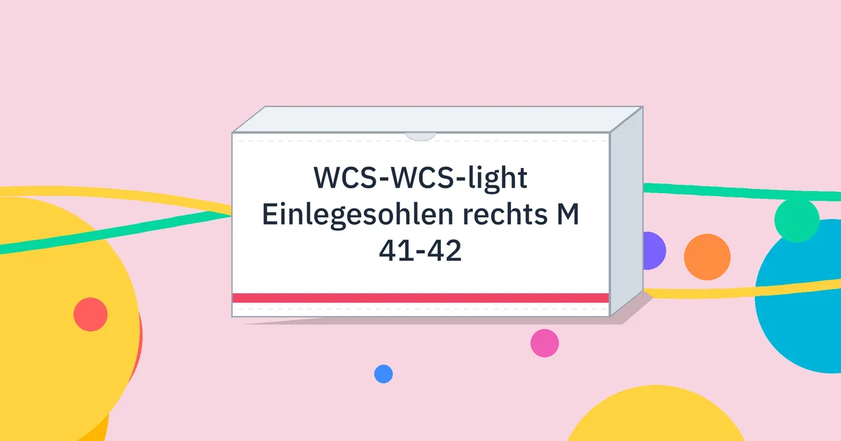 Symbolbild: Packung mit der Aufschrift WCS-WCS-light Einlegesohlen rechts M 41-42 (PZN 16631725) – Verfügbarkeit und Bezug in Apotheken in Frankfurt am Main